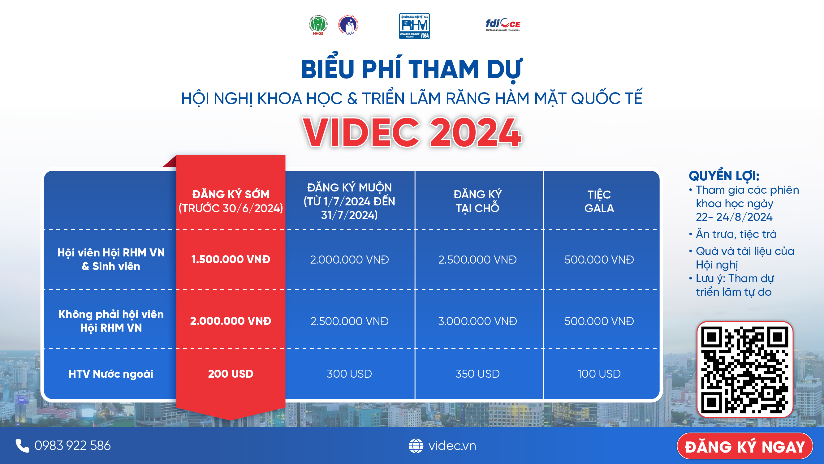 Biểu phí tham dự Hội nghị VIDEC 2024 - VIDEC